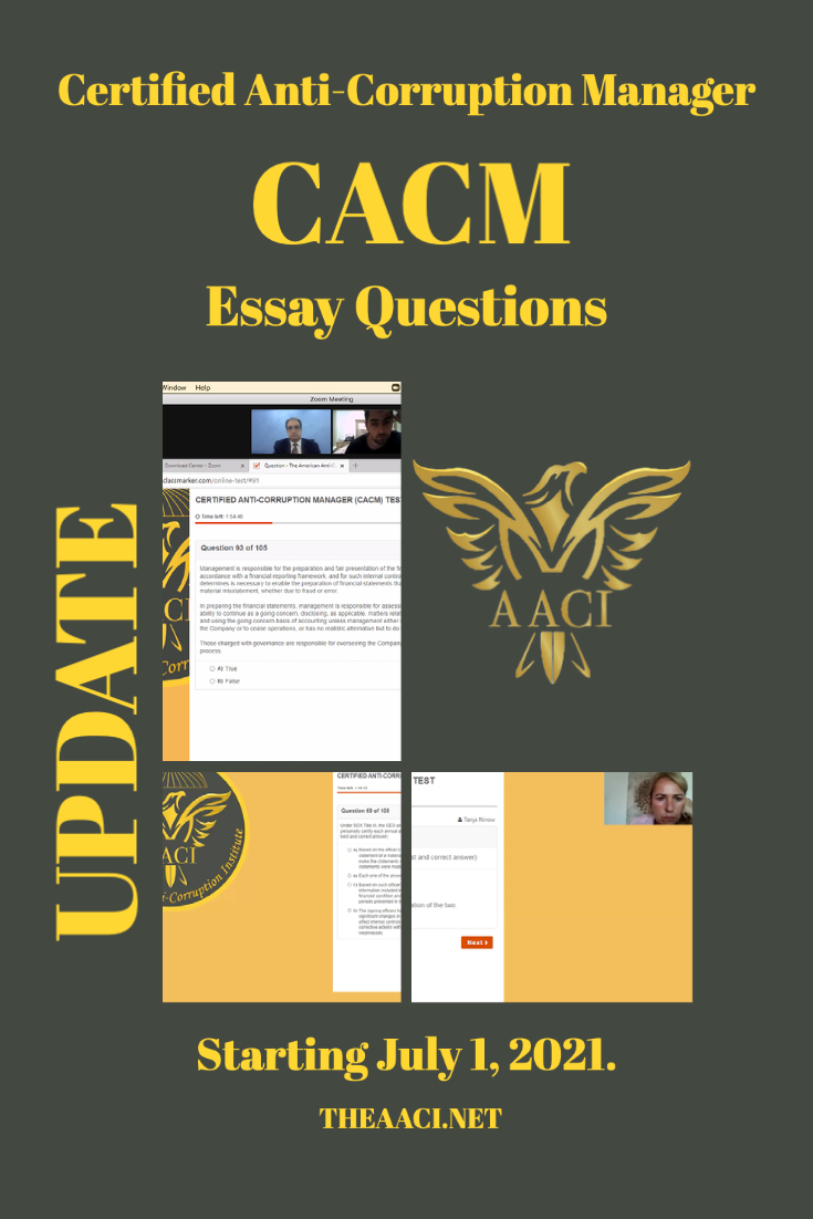 UPDATE: Certified Anti-Corruption Manager (CACM) – The American Anti ...